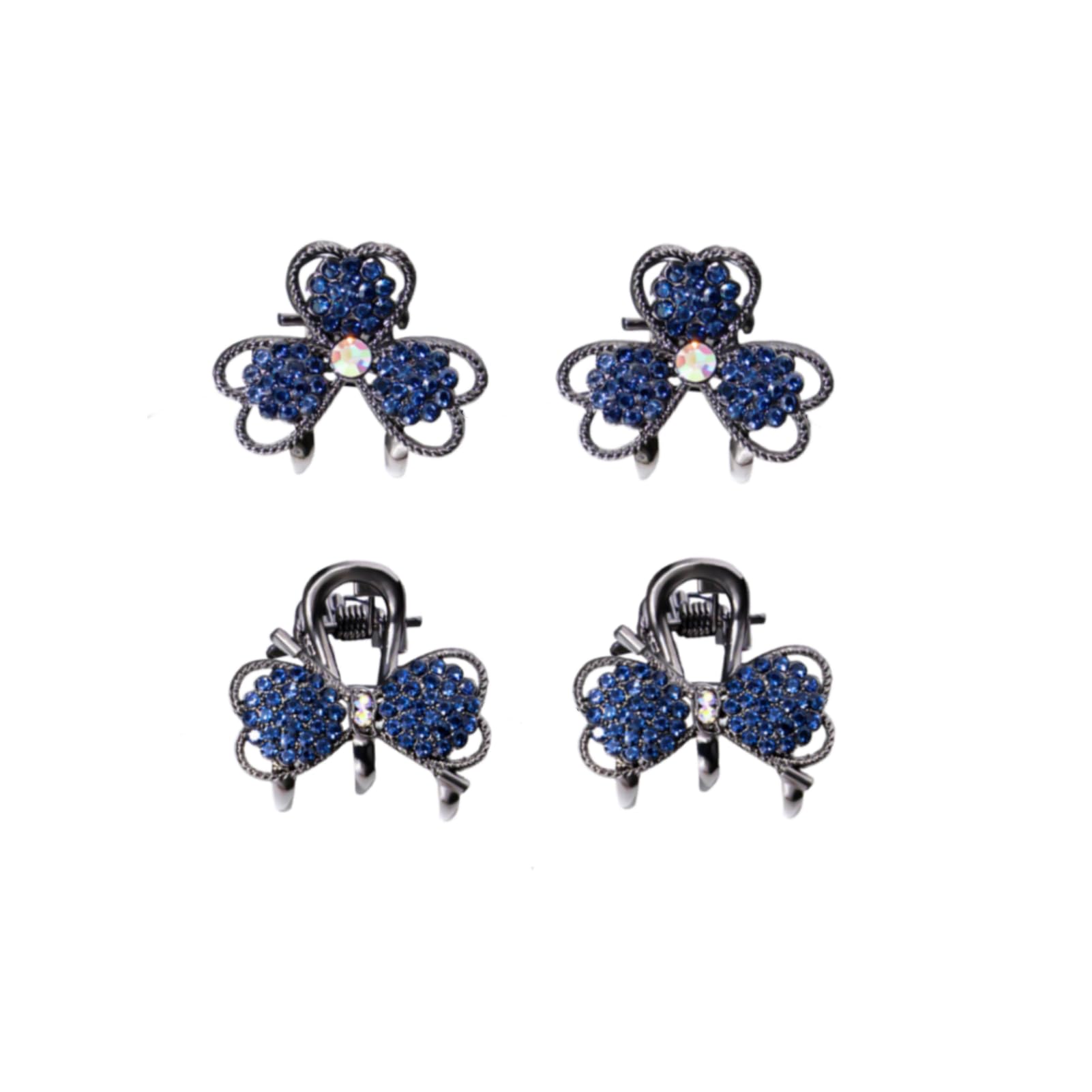 Amazon.com : Rhinestone Mini small Hair Clips, Blue Butterfly Hair ...