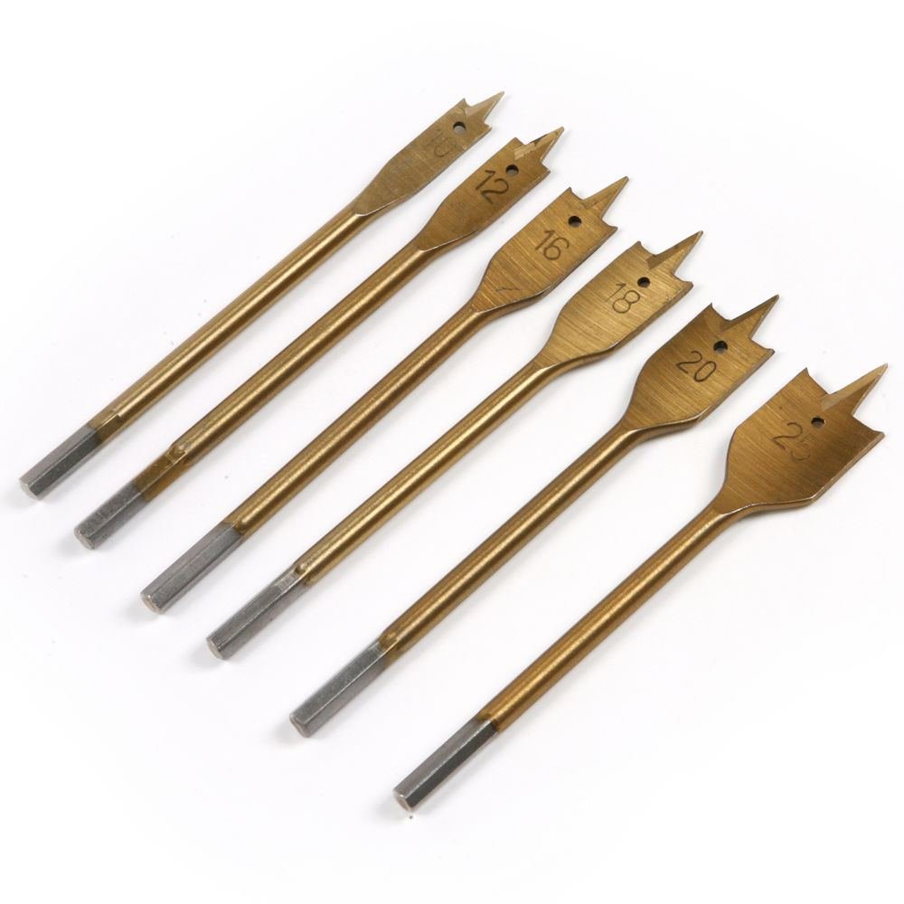 6pc Wood Boring Spade Flat Head Metric Drill Bit Set 10 12 16 18 20 ...
