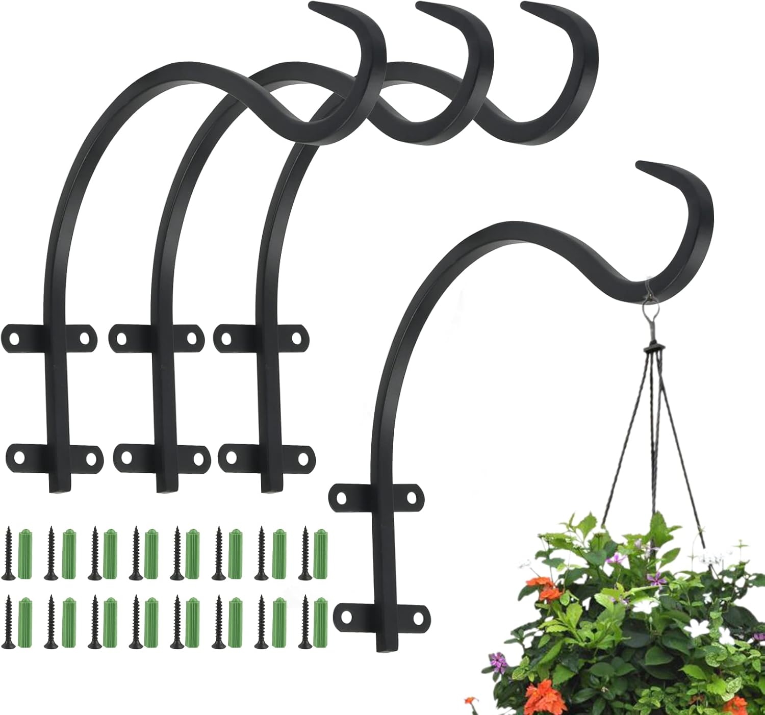 MVQPER 4 Pcs 12Inch Hanging Basket Brackets for Plants Outdoor and ...