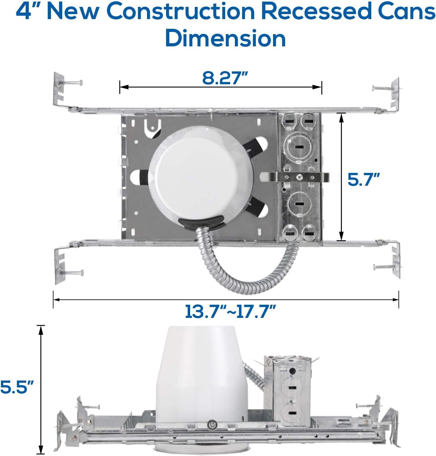 Snapklik.com : LUMINOSUM 4 Inch New Construction Recessed Can, IC Rated ...