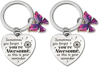 Tinoaly 2pcs Inspirational Key Chains, Heart Butterfly Charm ...
