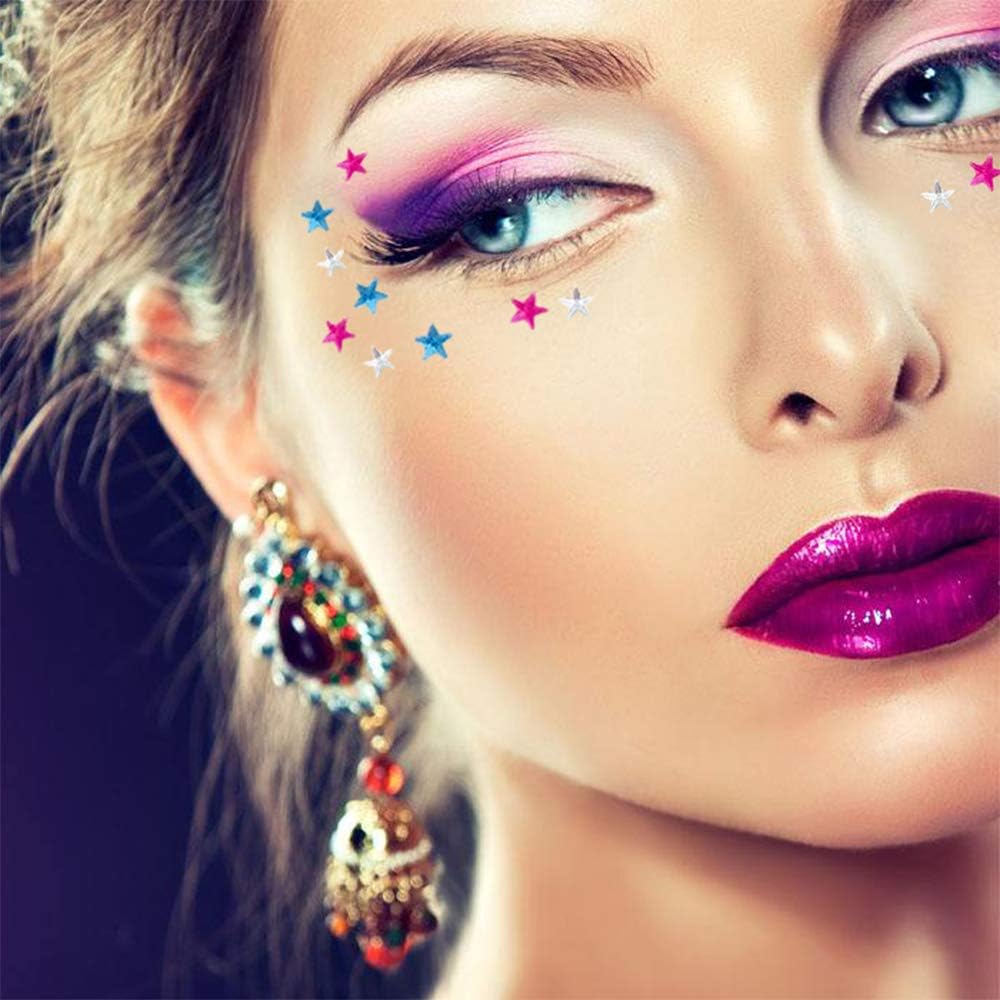 Amazon.com : Eye Corners Face Jewels White Red Blue Star 4th of July ...