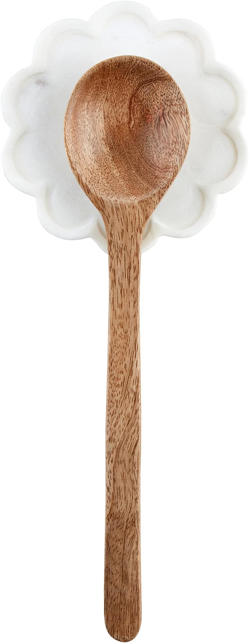 Amazon.com: Mud Pie Scalloped Spoon Rest and Wooden Spoon Set, White, 5 ...