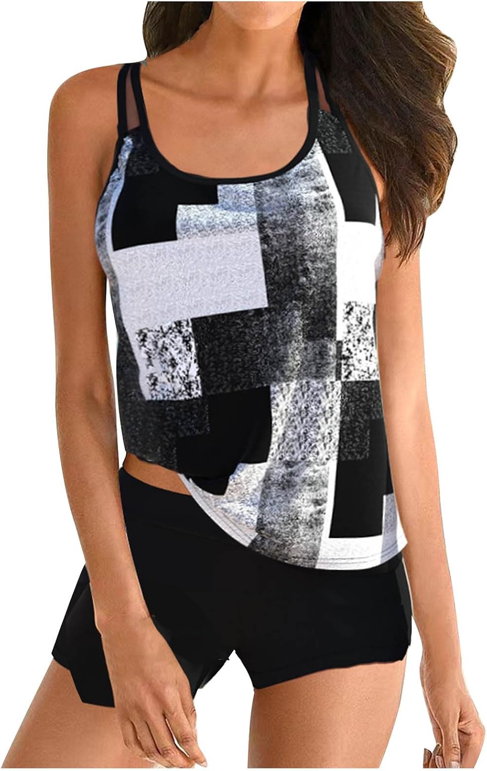 Amazon.com: Tankini Swimsuits for Women Fashion Print Adjustable 2 ...