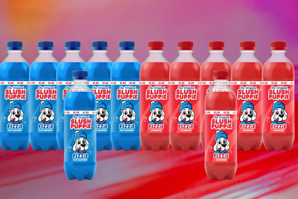 Slush Puppie 500ml Fizzie Drink Strawberry x12 & Blue Raspberry x 12 ...