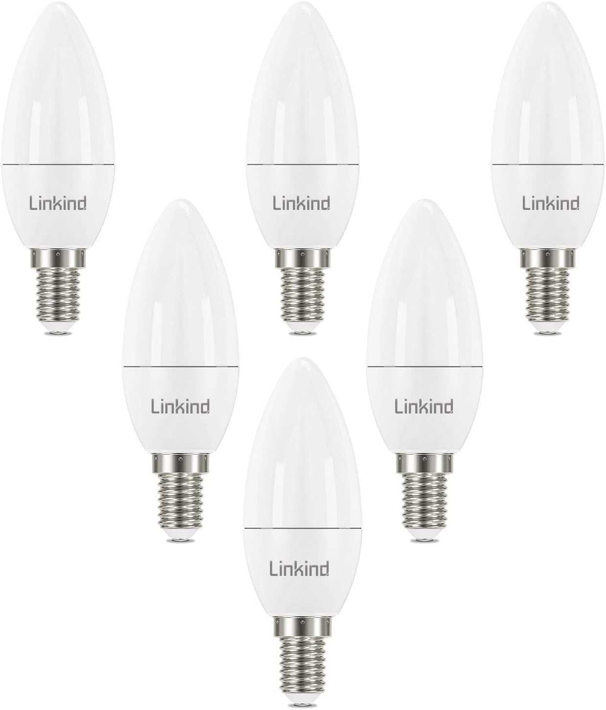 Linkind E14 LED Candle Bulb, 7W Daylight Small Edison Screw Candle ...