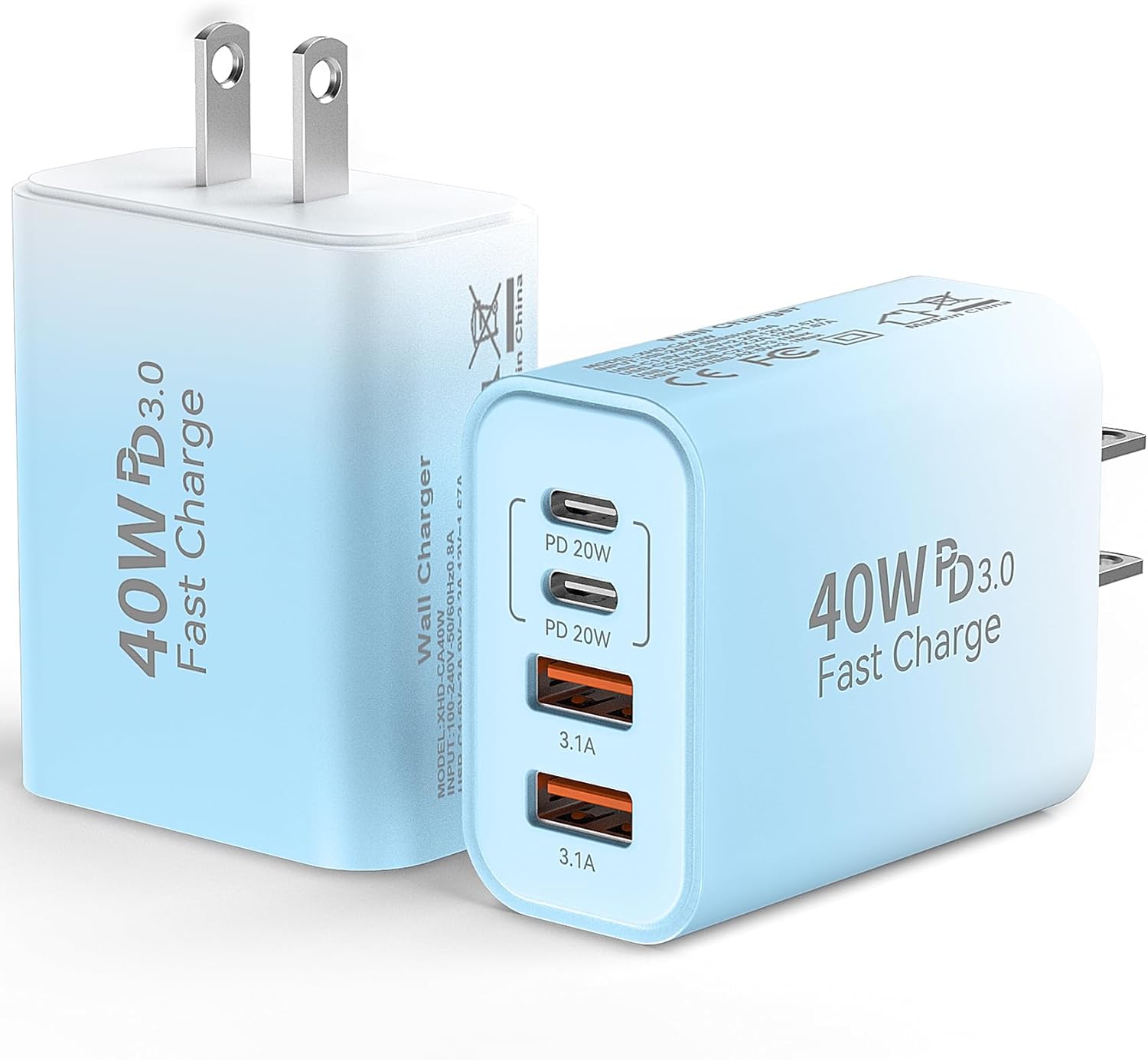 Amazon.com: Duloch USB C Wall Fast Charger Block, 40W 4-Port Type C ...