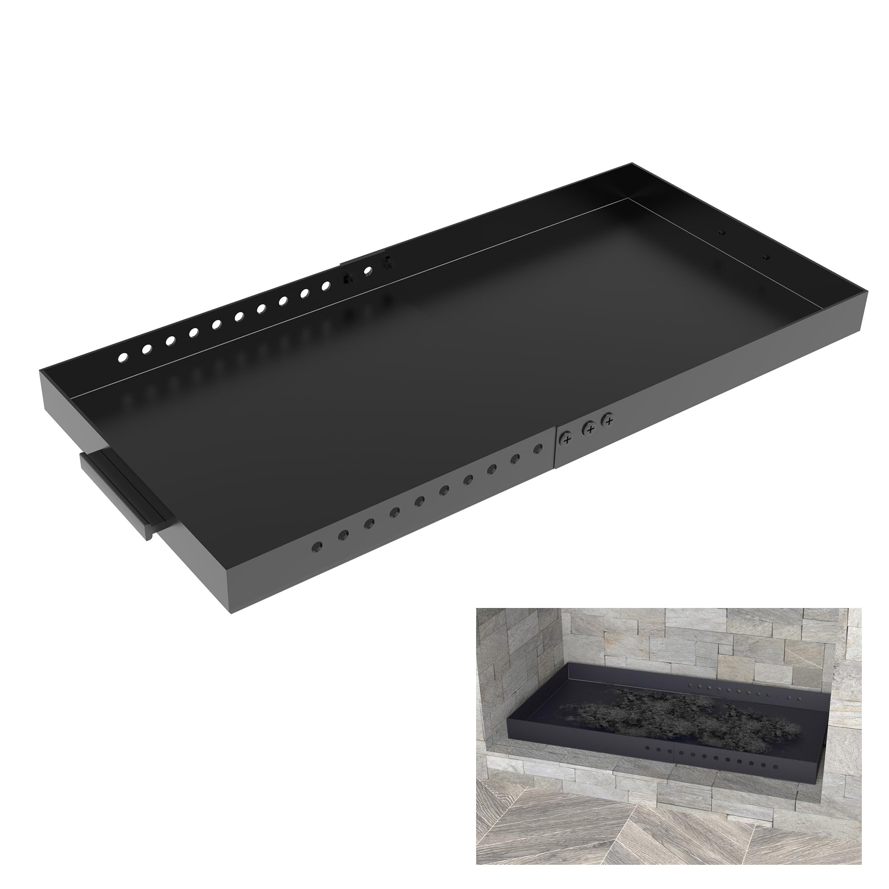 Amazon.com: Pearwow Rectangle Fireplace Tray Small Size,13" Front to ...