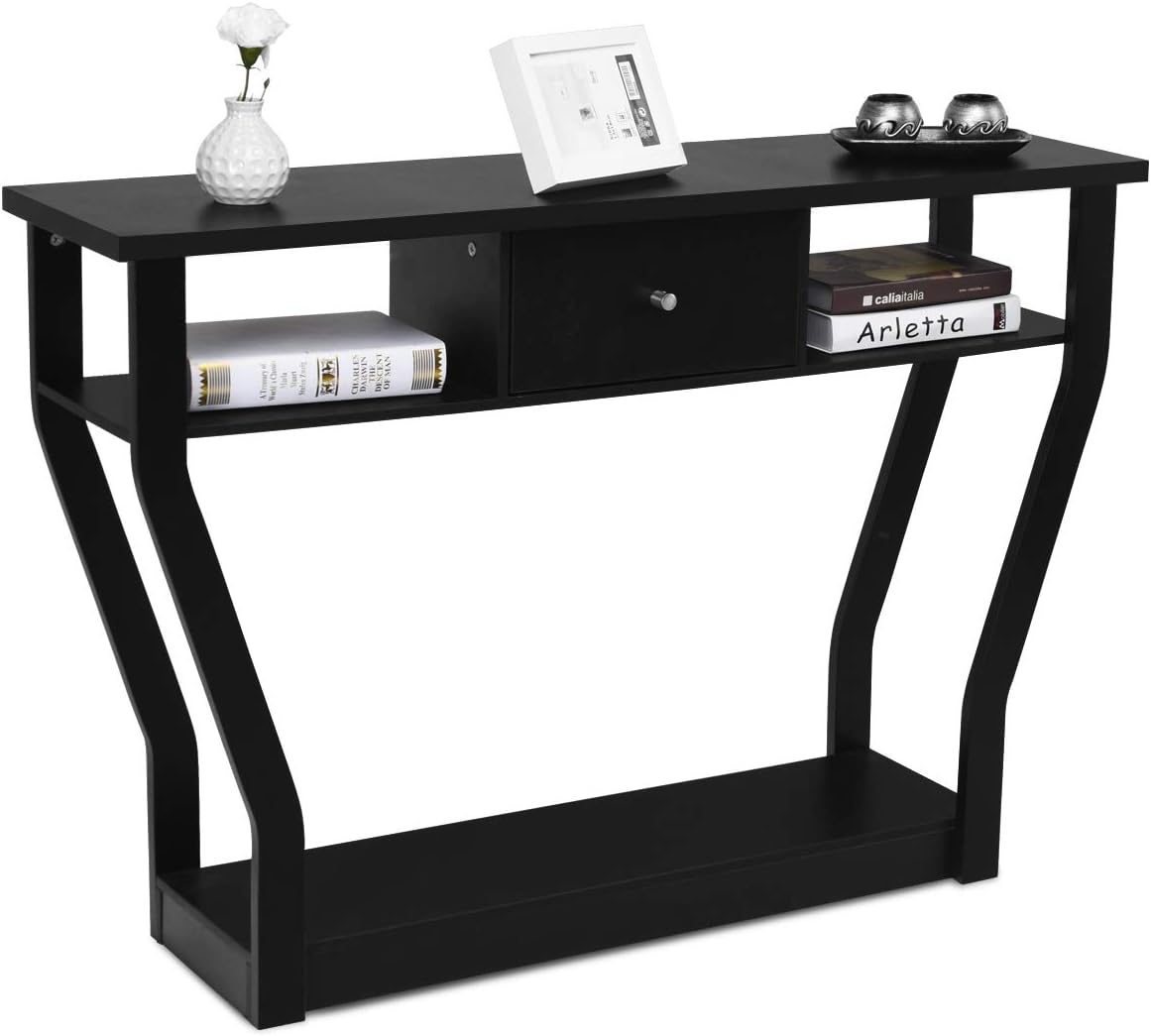 Giantex 120 CM Multi-Function Console Table, 3-Tier Accent Sofa Table w ...