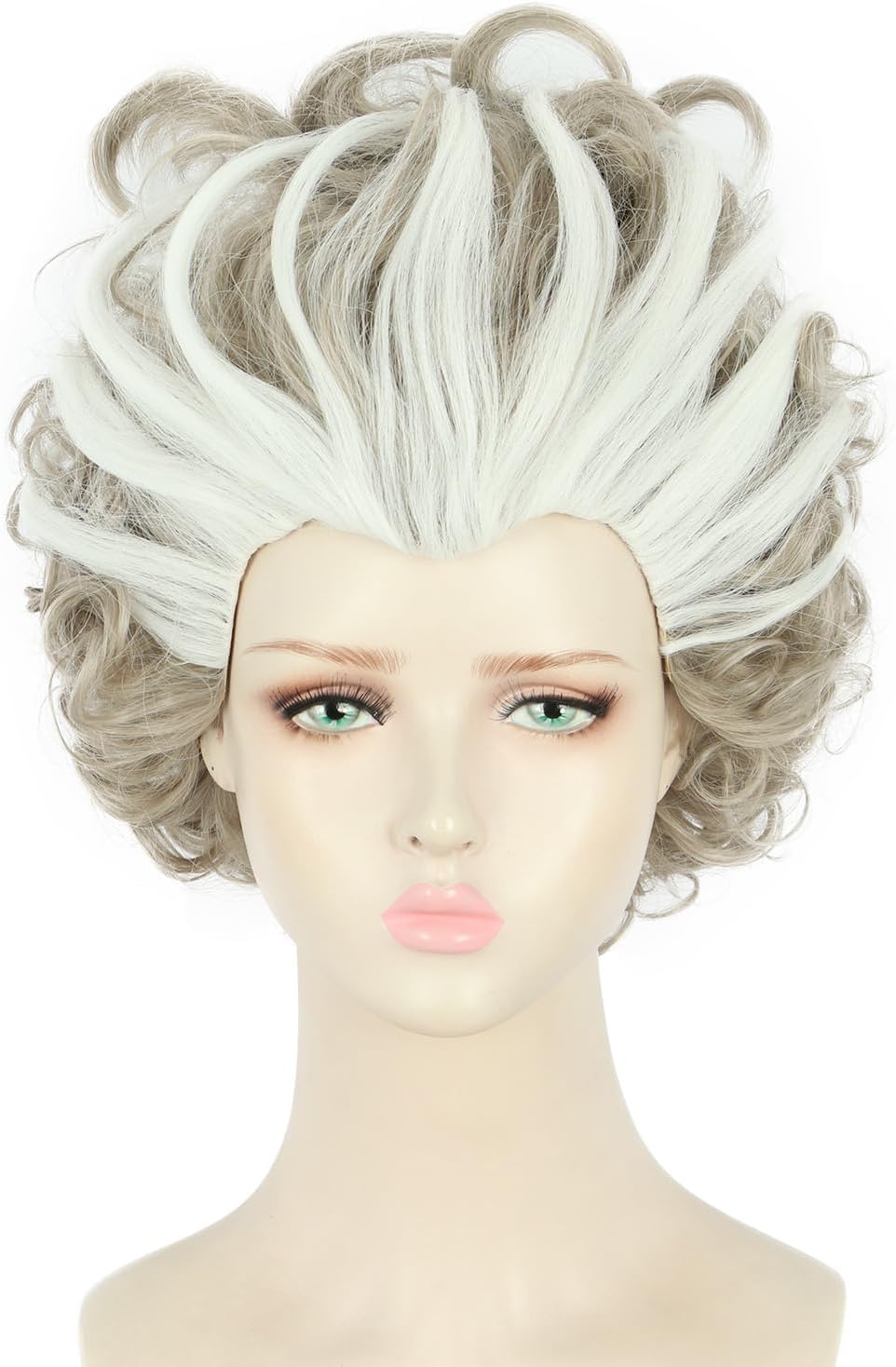 Amazon.com: yuehong Short Curly Silver Gray Wig Fluffy Witch Wig ...