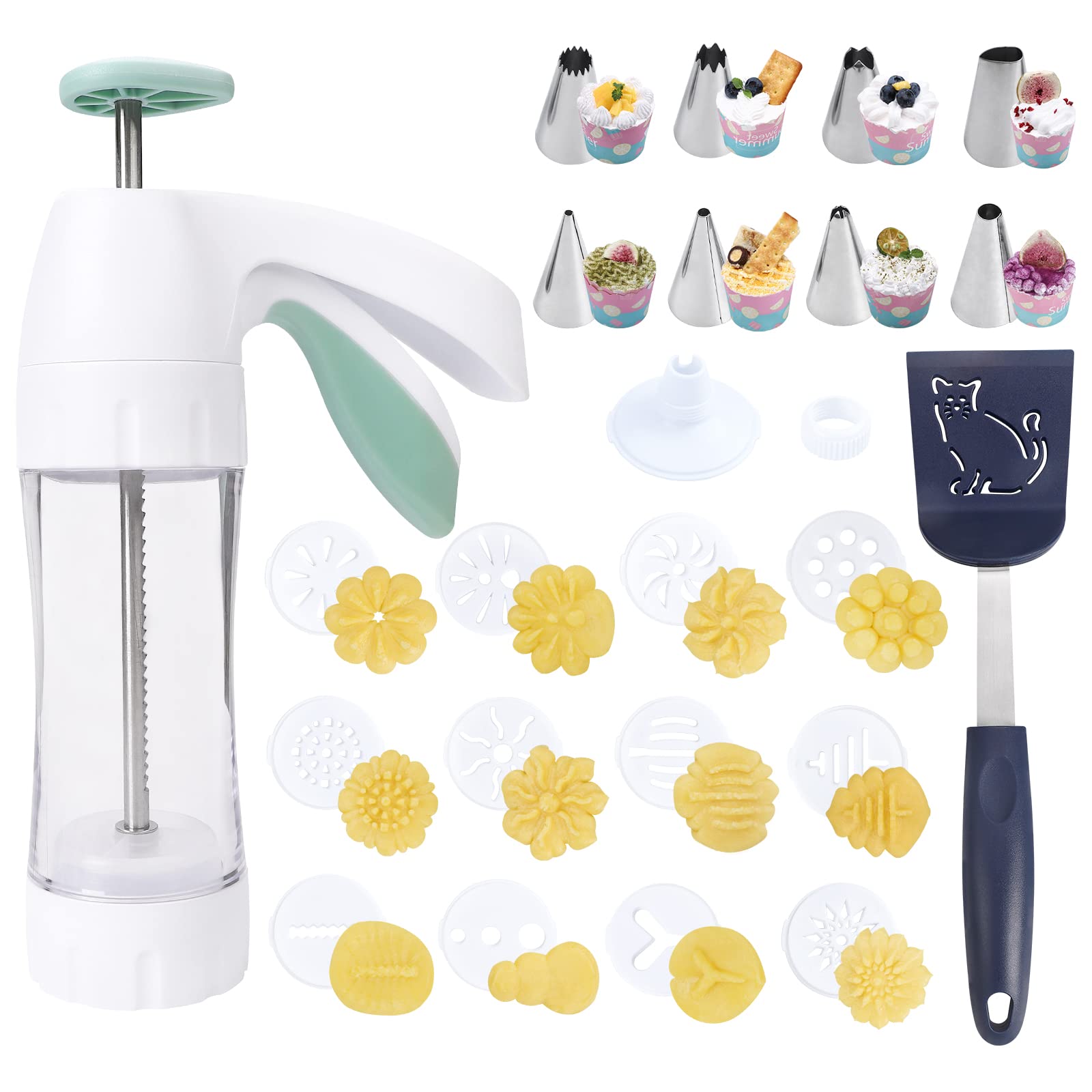 Amazon.com: Cookie Spatula and Christmas Cookie Cutters-spritz cookie ...