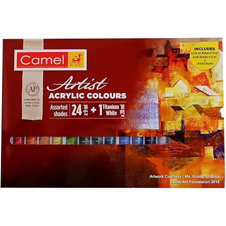 Camel Acrylic Color Box - 20ml Tubes, 12 Shades : Amazon.in: Home & Kitchen