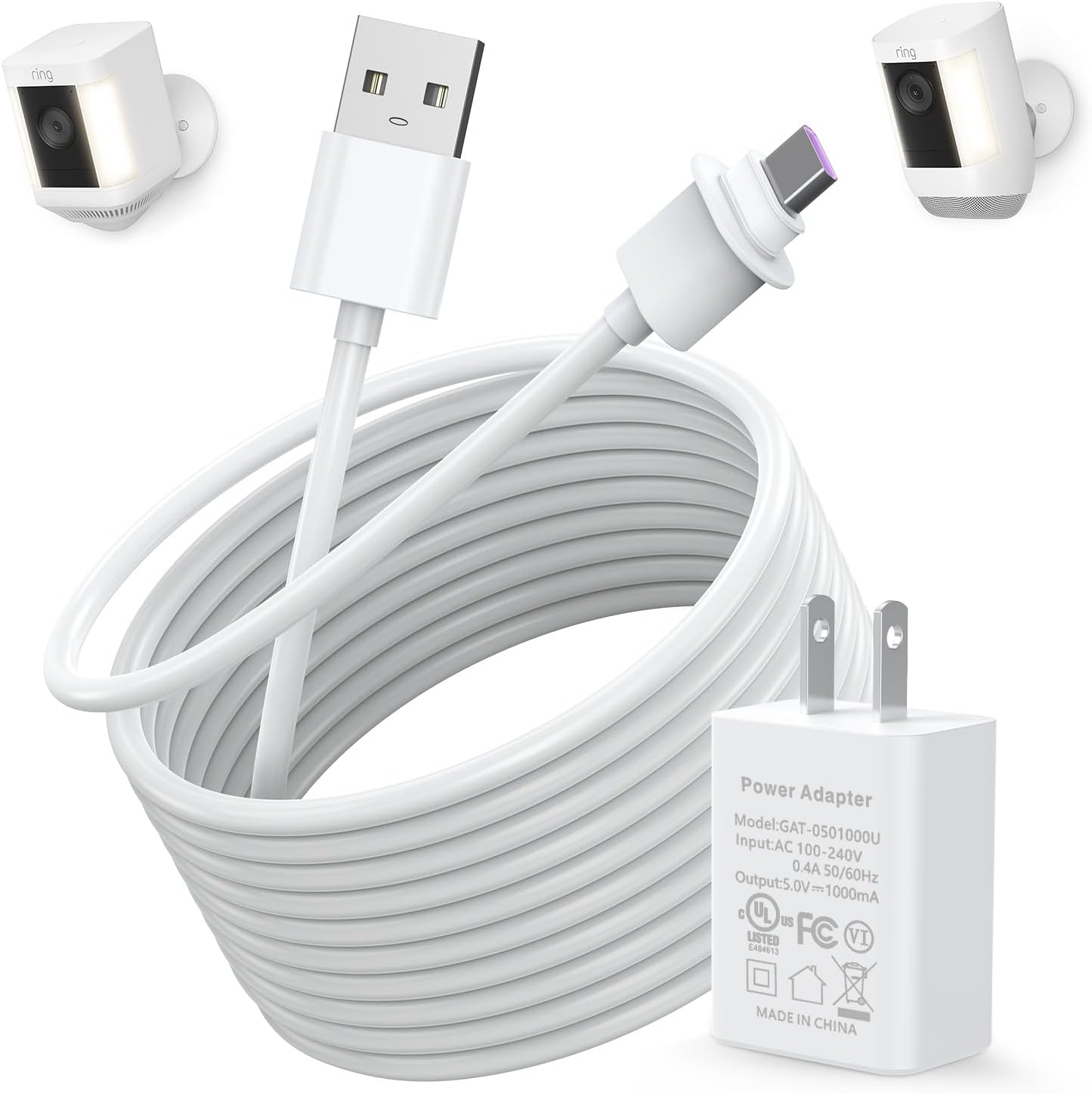Amazon.com : Ayotu 16ft/5m Charger Cable for Ring Spotlight Cam Plus ...