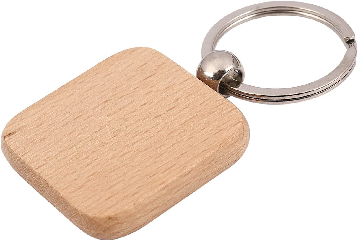 Vorfaove 60 x White Square Wooden Keyrings, silver : Amazon.de: Fashion