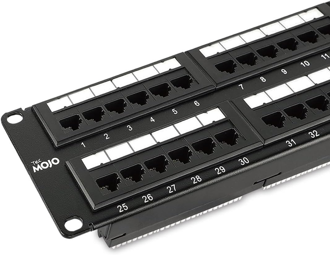 Tecmojo 48 Port Patch Panel, Cat6 Patch Panel, 2U Patch Panel, Network ...