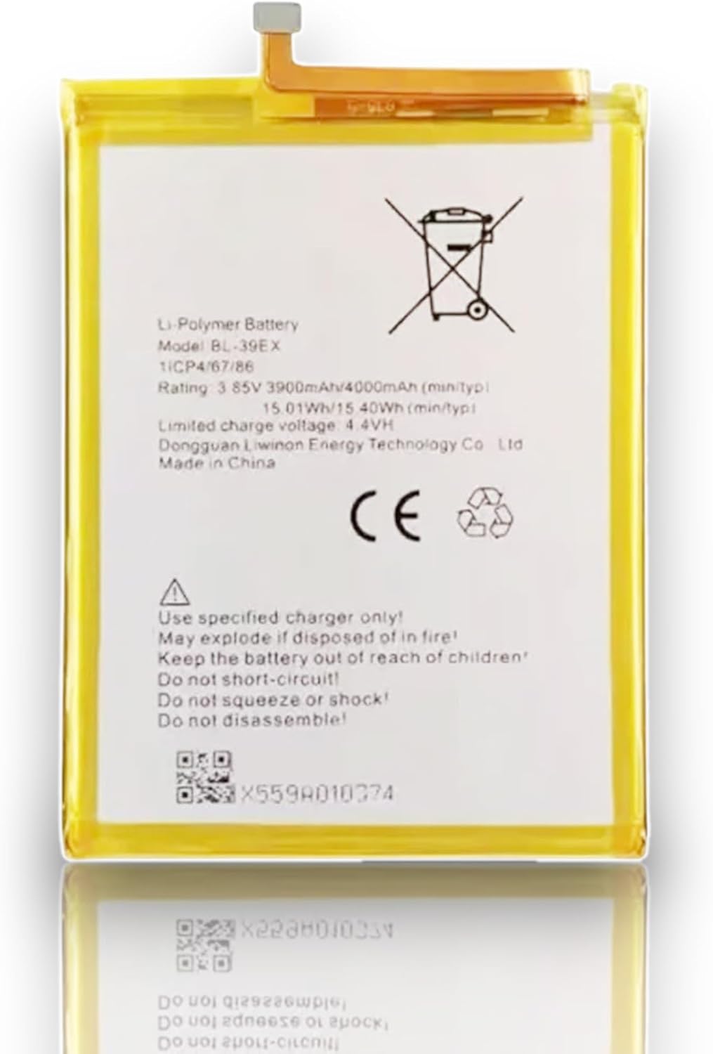 Battery For Infinix BL-39EX Lithium Polymer Battery, 4000mAh, 3.85V, Compatible with Infinix Hot ...