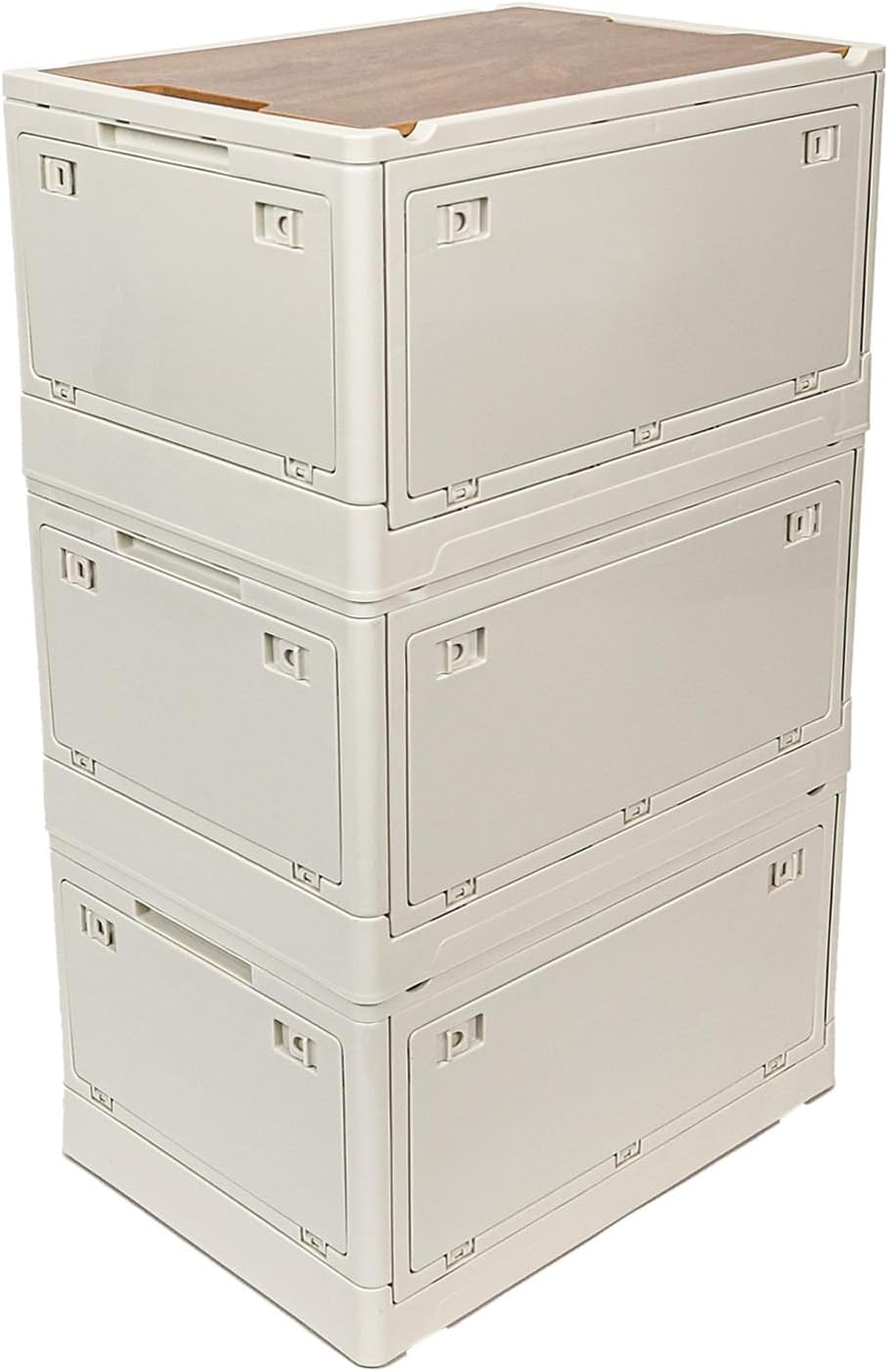 Amazon｜[Rocotto] 収納ボックス 折畳み キャスター付き5面開閉 コンテナ 木製の蓋つき 透けない折りコン 蓋付き ペットボトル 衣類 小物 収納 大容量 コンパクト スリム ...