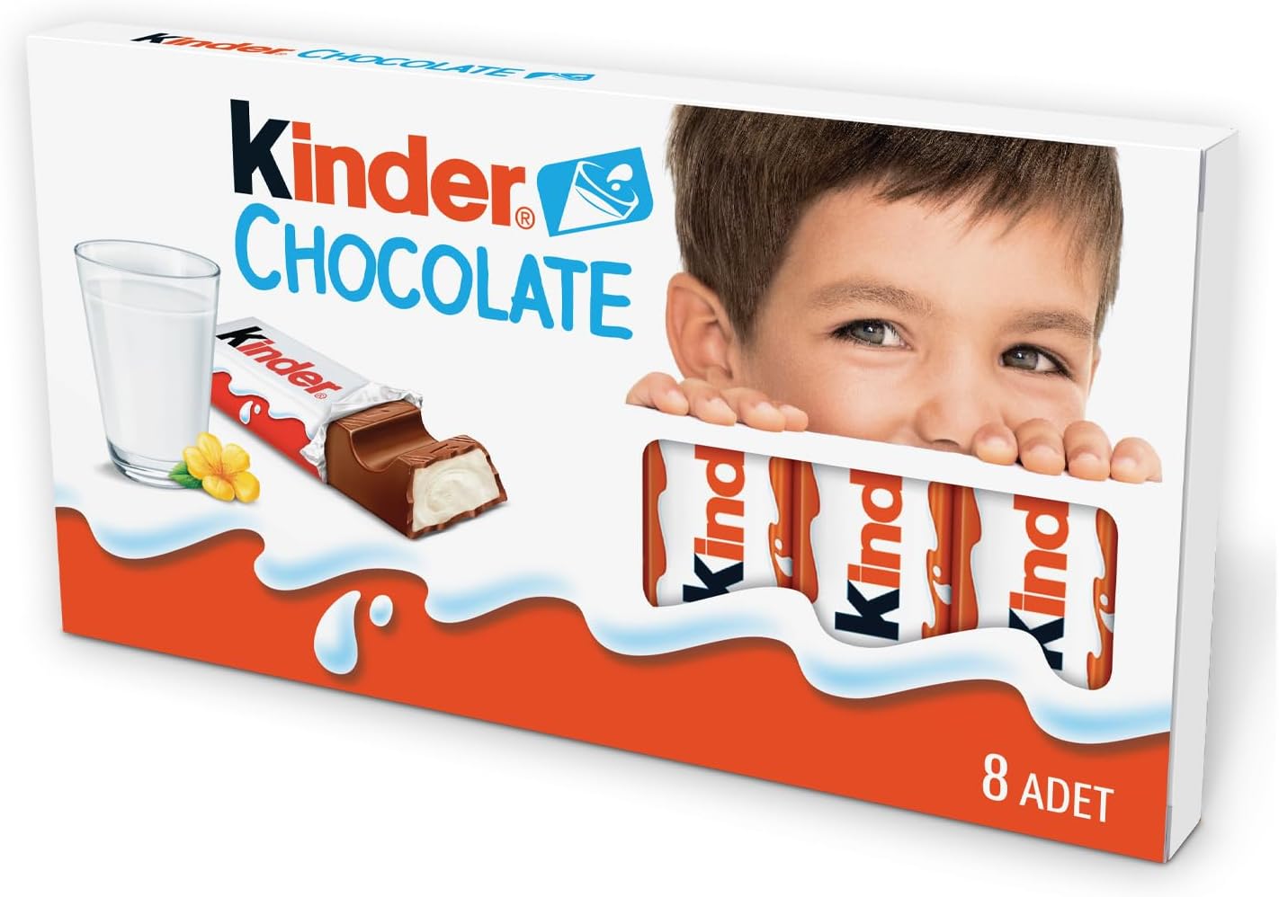 Kinder Milk Chocolate Small Bars with a Milky Filling, 8 x 12.5g ...