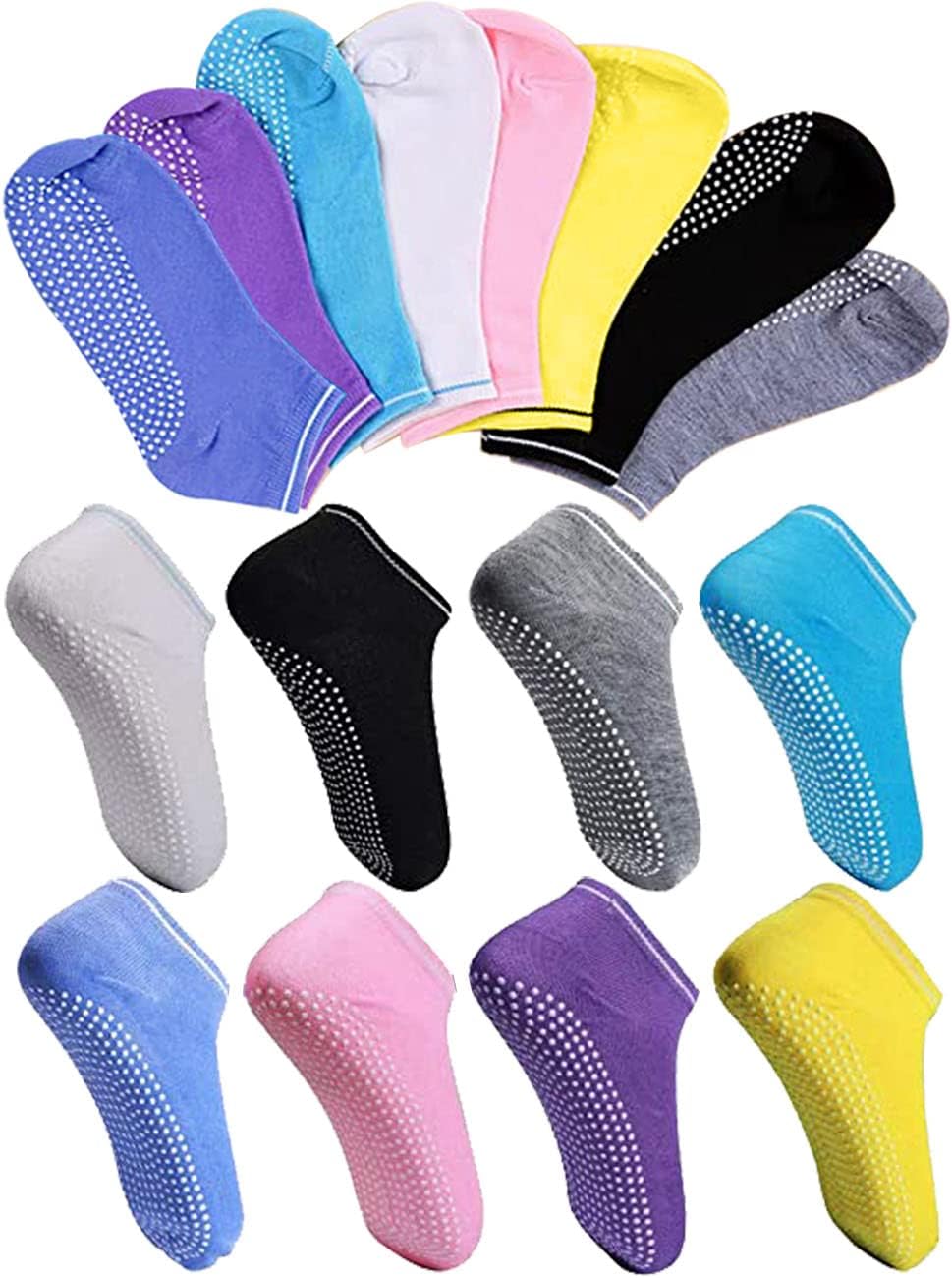 8 Pairs Non Slip Women Yoga Socks with Grips for Pilates, Unisex Yoga ...
