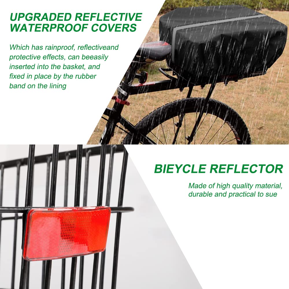 Rear Bike Basket, Waterproof Metal Wire Bicycle Baskets with Reflective ...