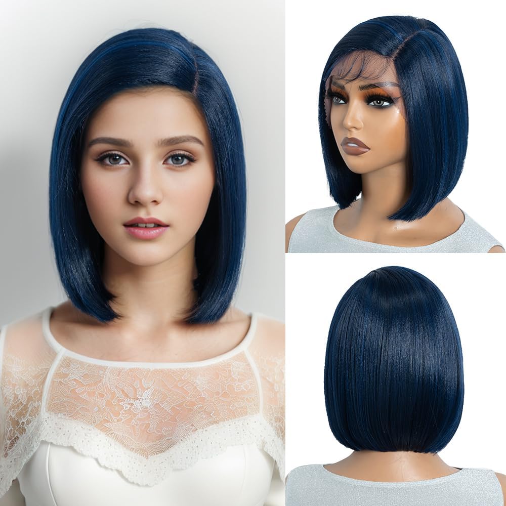 Amazon.com : KOME Dark Brown Short Bob Wigs,Brown Straight Shoulder ...