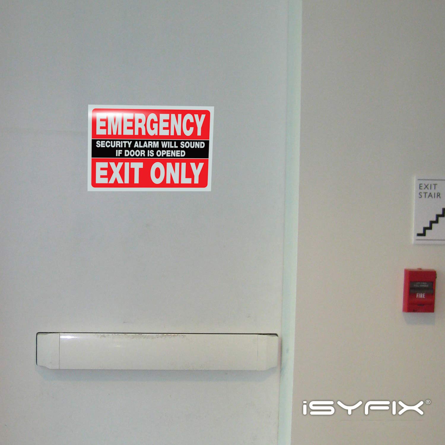 Snapklik.com : iSYFIX Emergency Exit Only Stickers 2 Pack 10x7 Inch ...