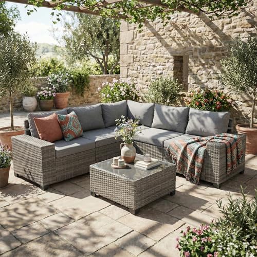 Amazon.com: SUNSITT 6-Piece Patio Furniture Set, Outdoor Wicker Modular ...