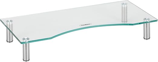VonHaus Curved Glass Monitor Stand - Height Adjustable Multiple Screen ...
