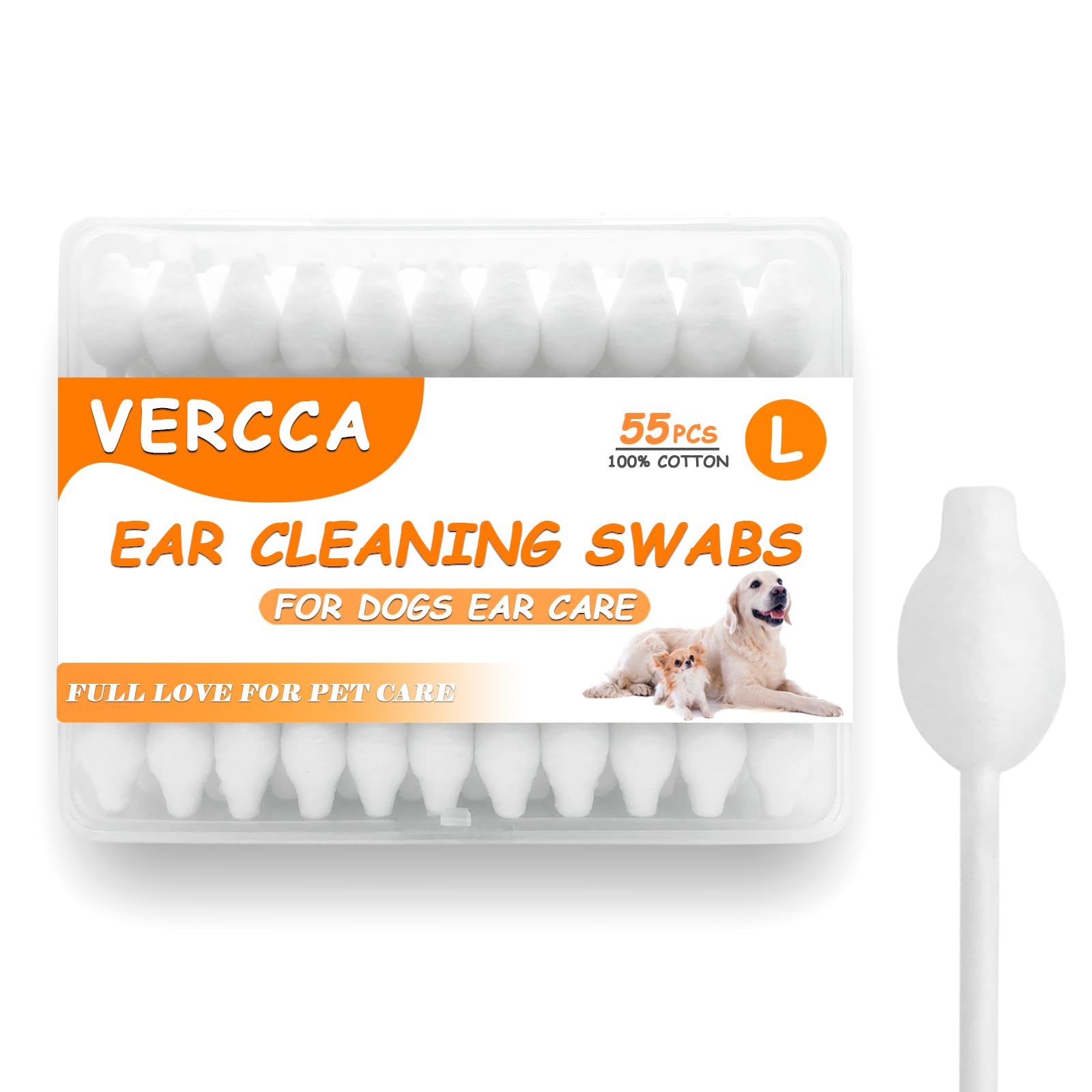 Amazon.com : VERCCA Dog Ear Cleaner - Dog Ear Infection Treatment Gourd-Shaped Swabs, Cotton ...