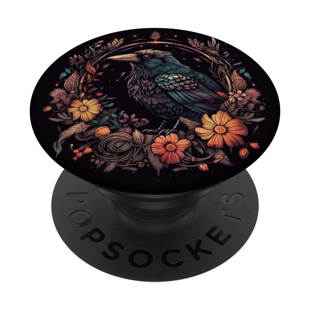 Amazon.com: Crow Boho Flowers Graphic PopSockets Adhesive PopGrip : Cell Phones & Accessories