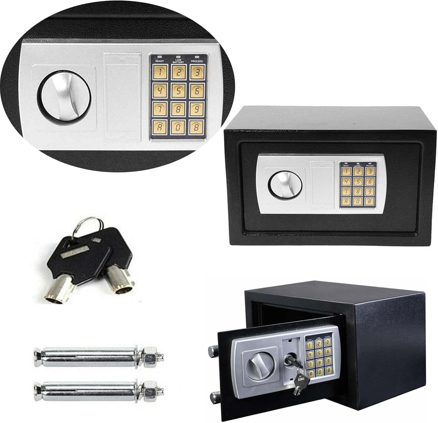 Safes for Home Fireproof Waterproof with 2 Manual Override Keys, 8.5L Security Safe Cash Box ...