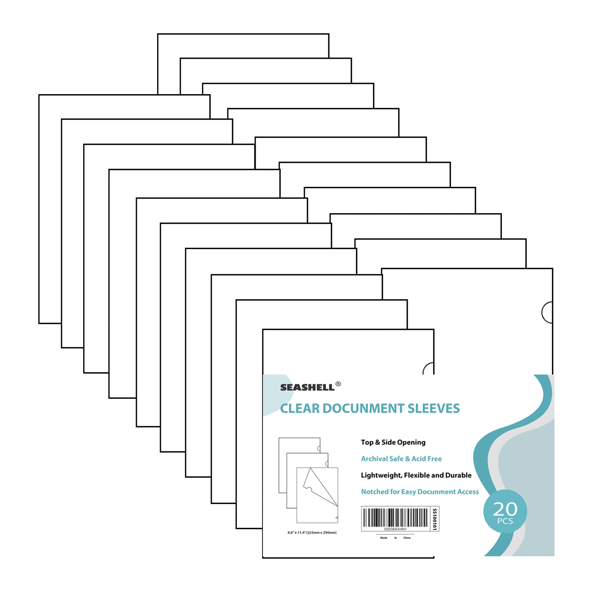 Amazon.com : Seashell 20PCS Transparent L-Type Documents Folder, Clear ...