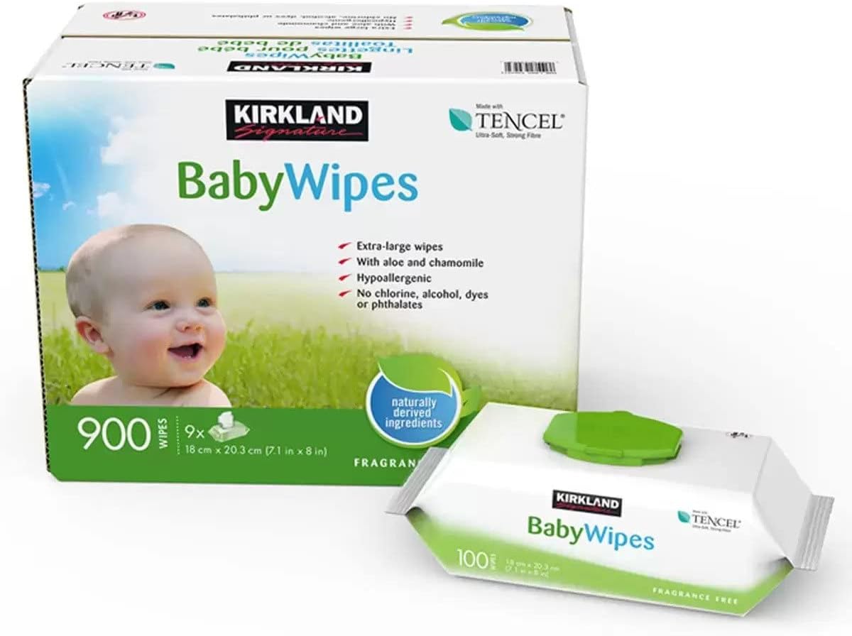 Kirkland Signature Tencel Baby Wipes - Pack of 9 x 100 Wipes : Amazon ...