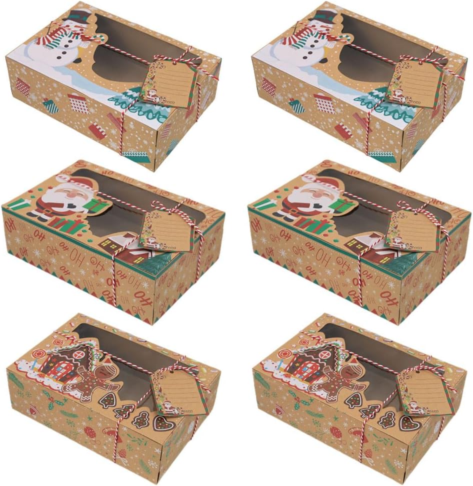 Amazon.com: Chuangdi 48 Pcs 3D Christmas Treat Boxes with Handle ...