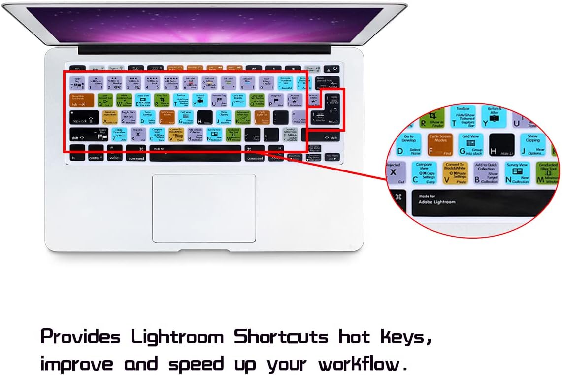 HRH Adobe Lightroom Shortcuts Keyboard Skin Hot Keys DW Rubber Keyboard ...