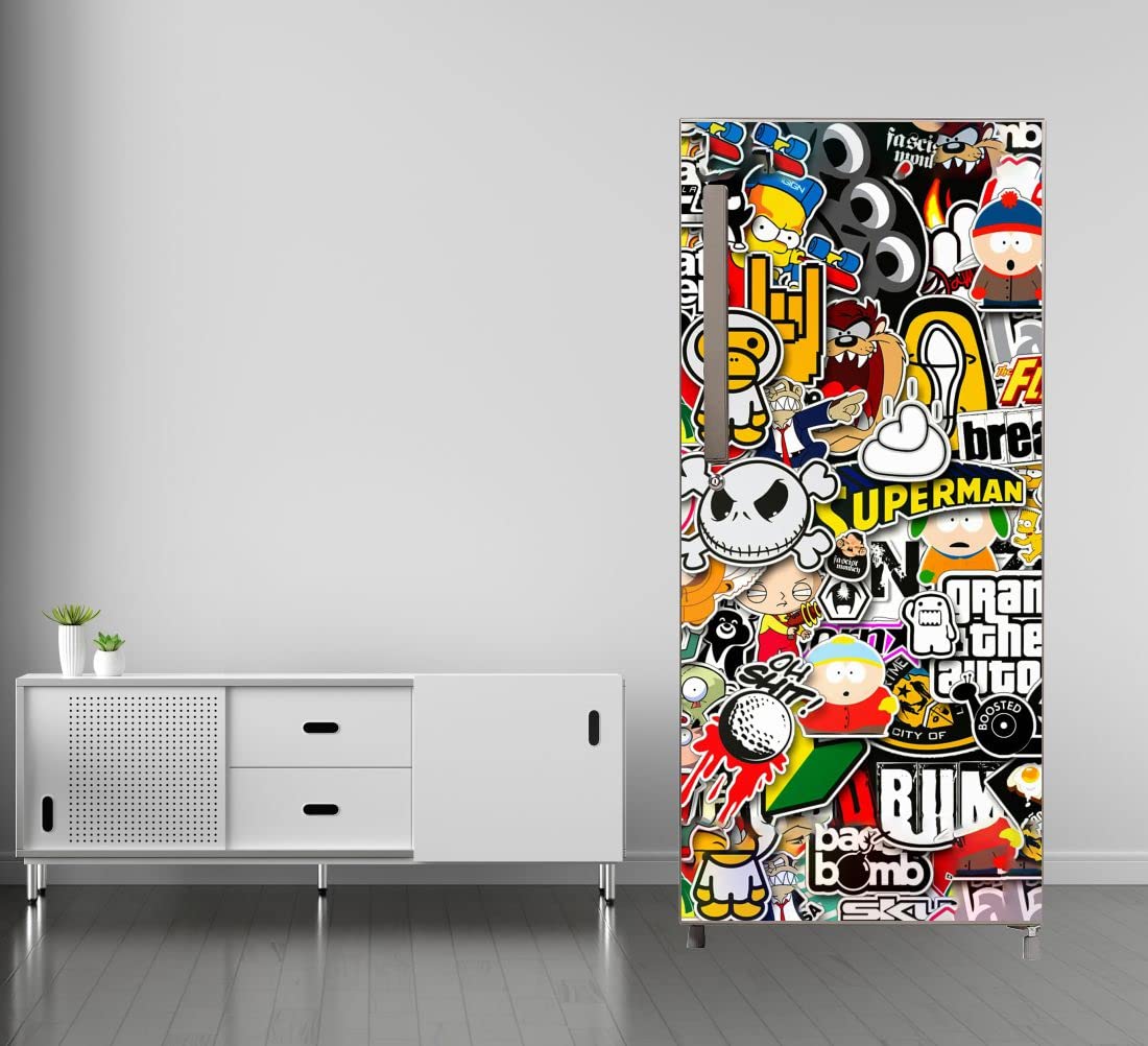 RK Digital Mart Cartoon Fridge Sticker | Single Door Fridge Sticker ...