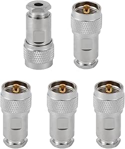 POBADY 5PCS PL-259 UHF Male Connectors 50 Ohm PL259 Male Plug Five-Piece Set Crimp RF Coax ...