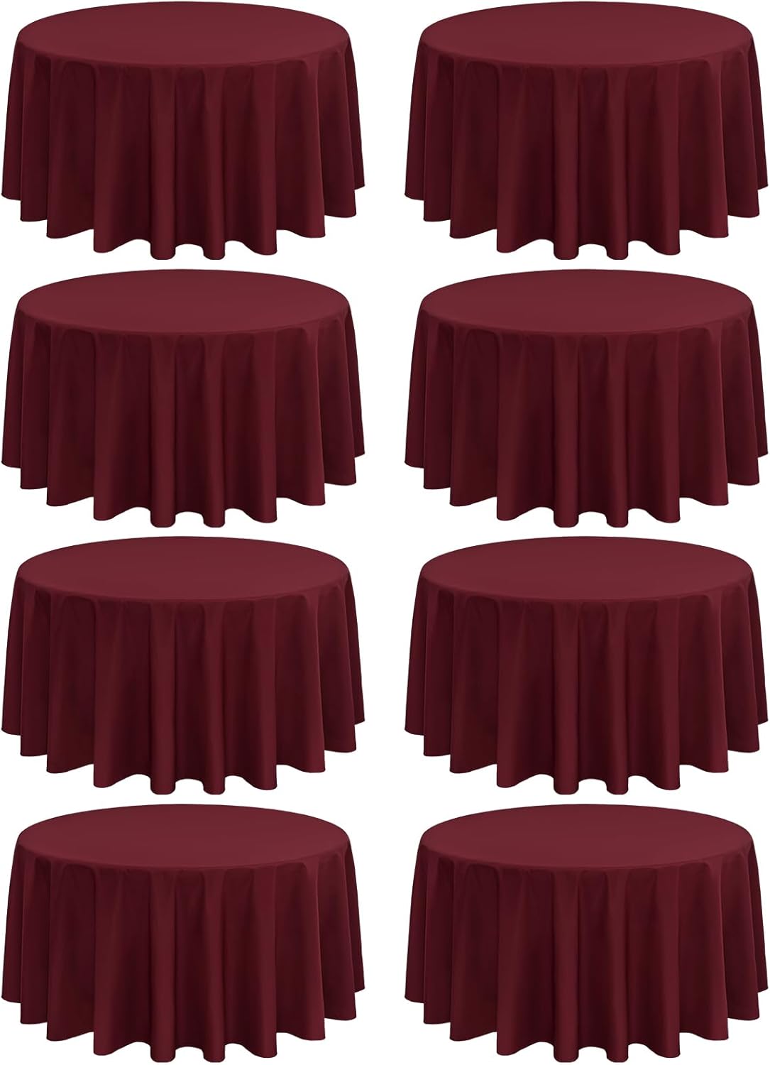 Amazon.com: 8 Pack Burgundy Round Tablecloth 120 Inch Circle Polyester ...