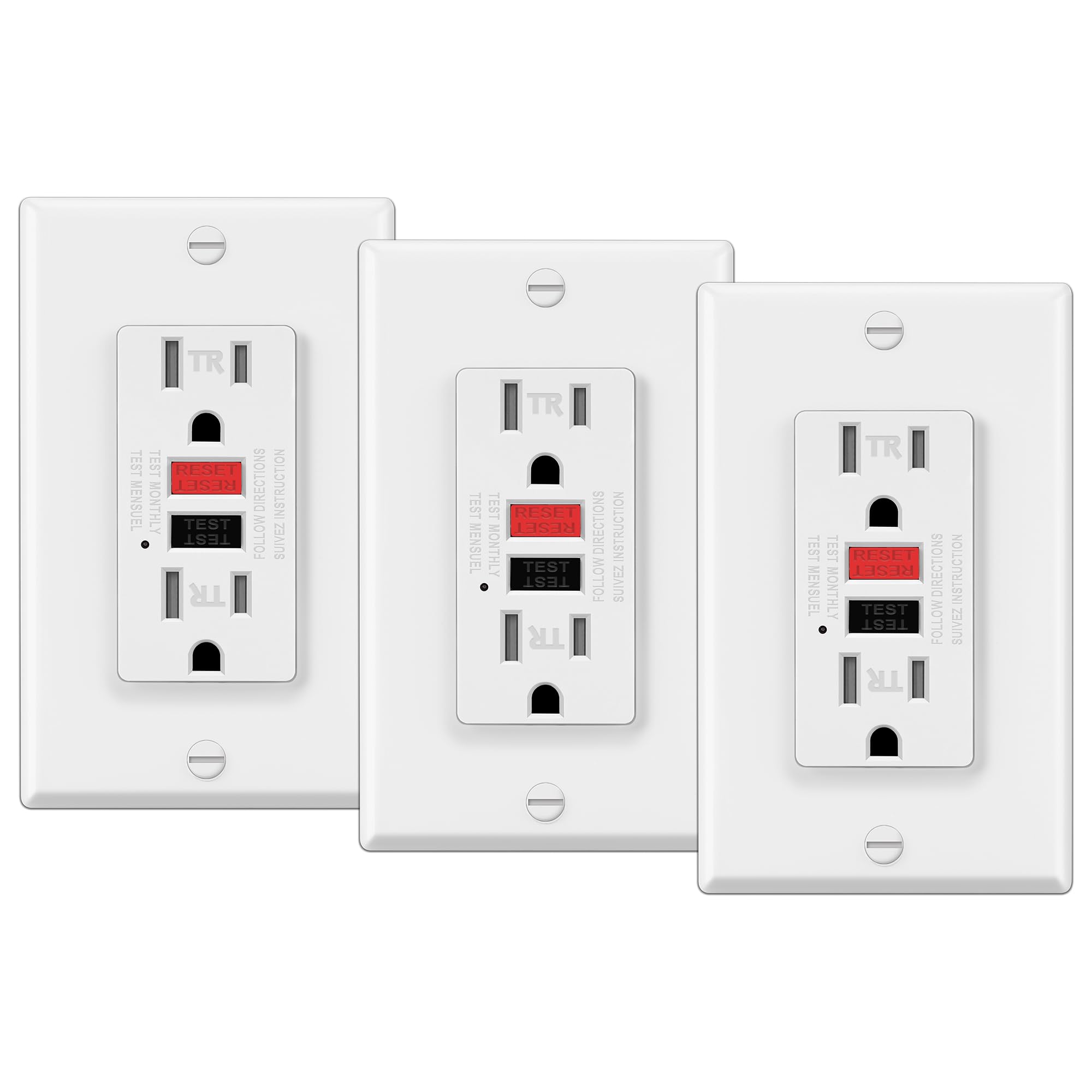 Snapklik.com : ELECTECK 3 Pack GFCI Outlets 15 Amp, Non-Tamper ...