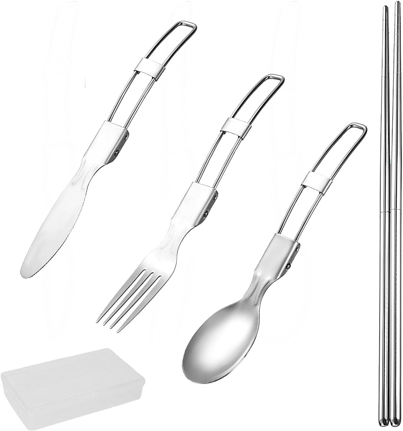 4PCS Folding Cutlery Set - Travel Utensils - Portable Fork Spoon Knife ...