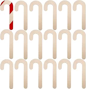 Amazon.com: 36 Pcs Christmas Candy Cane Wooden Cutout Unfinished Wood ...