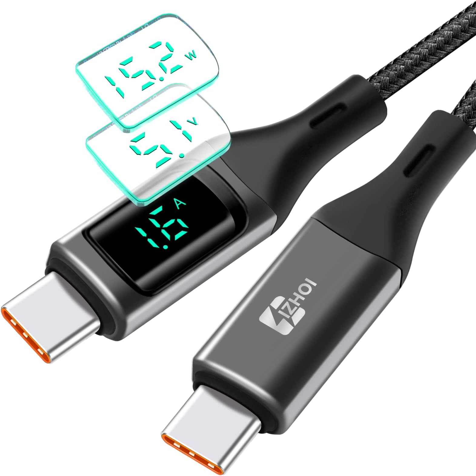V-TAC Cavo USB-C a USB-C con Display LED - Cavo Type-C 100W PD 5A - 1 ...