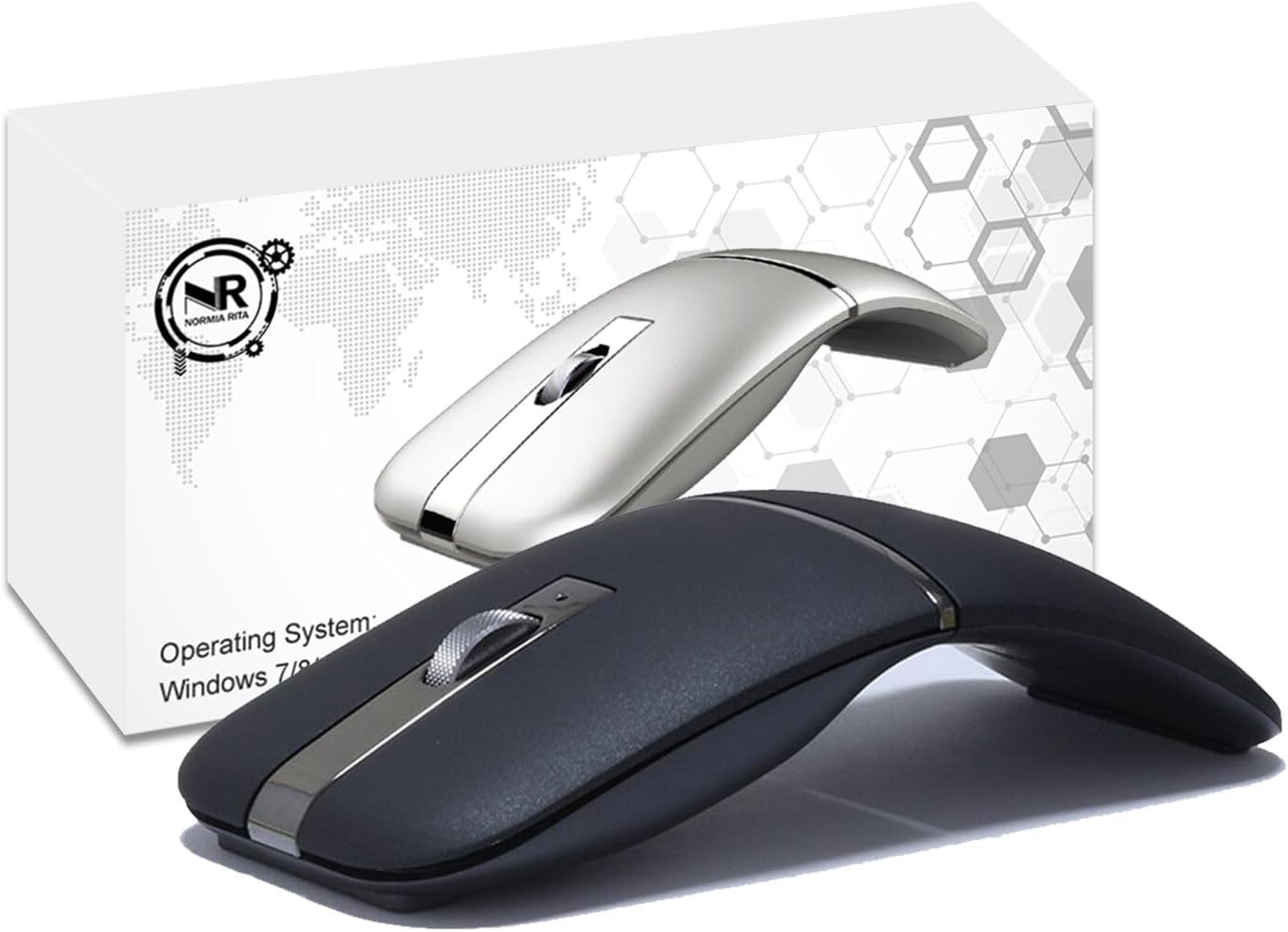 Normia Rita Foldable Arc Wireless Mouse Silent Click Bluetooth 2.4GHz ...
