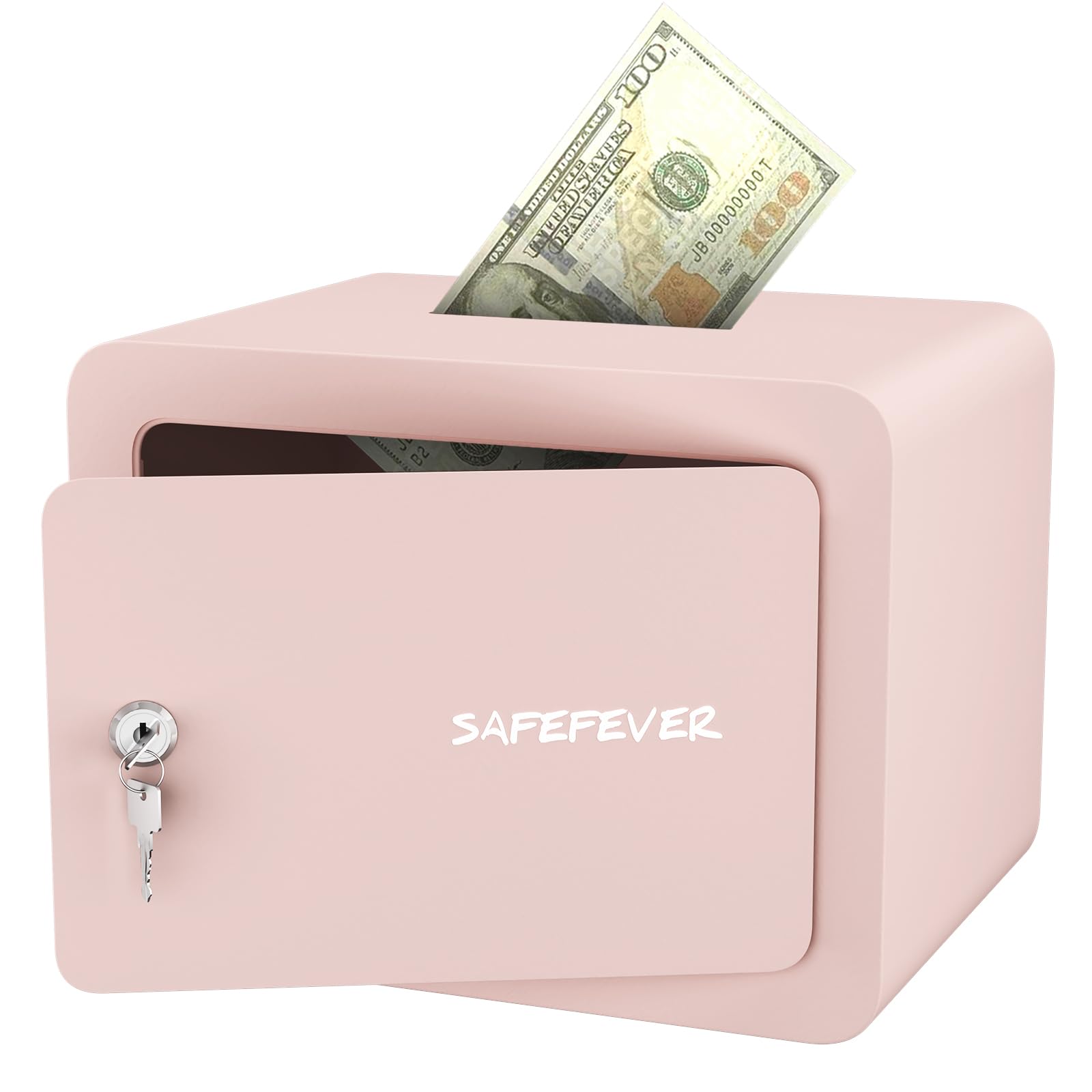 SAFEFEVER Small Safes for Home, Small Money Safe with Drop Slot, Pink ...