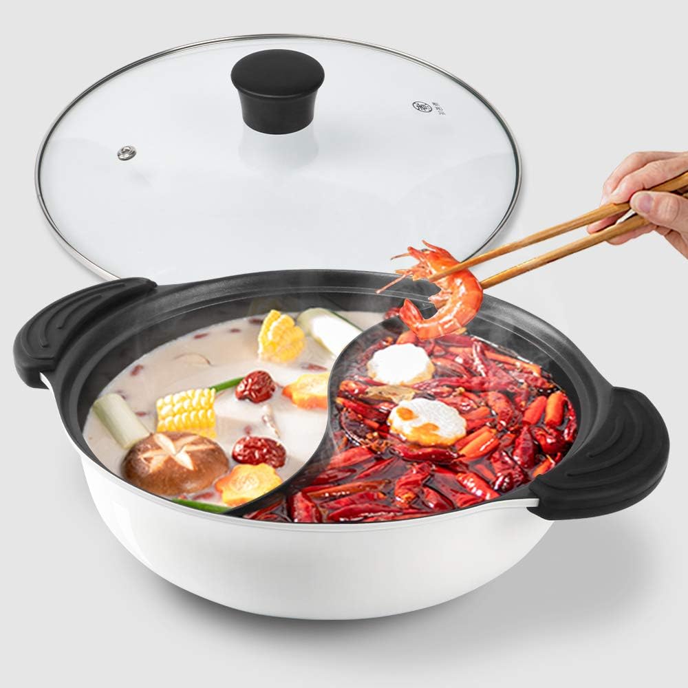 Amazon.com: Shabu Hot Pot Stainless Steel,Chinese Induction Shabu Pot ...