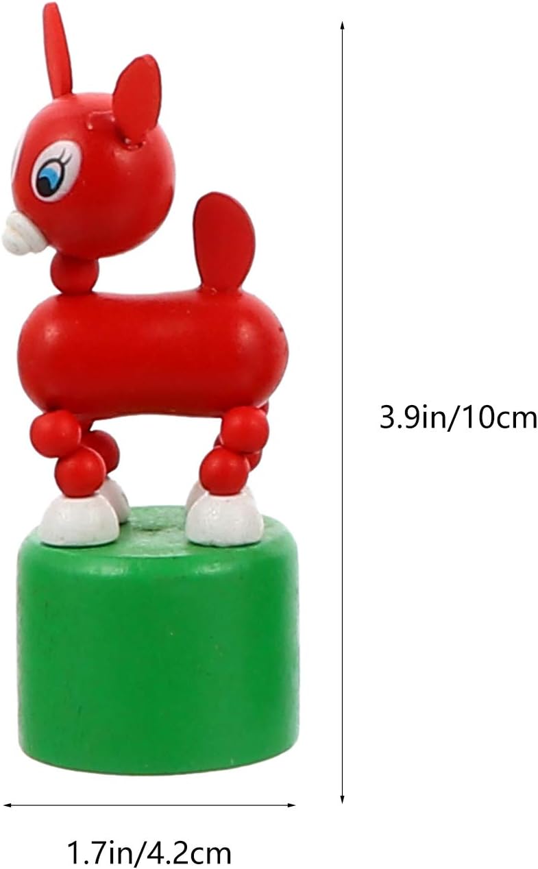 12pcs Kids Animal Push Up Press Base Toy Rocking Wooden Puppet Toy ...