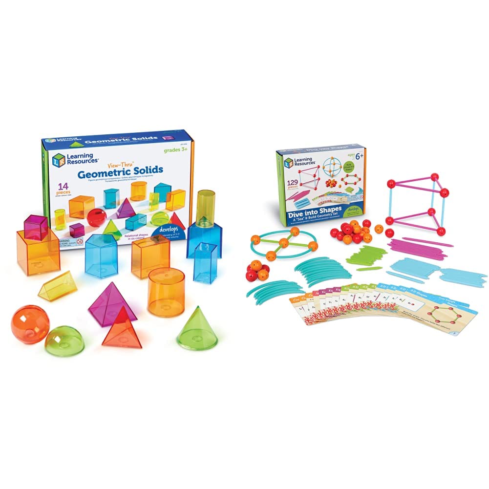 Amazon.com: Learning Resources View-Thru Geometric Solids, Geometry ...
