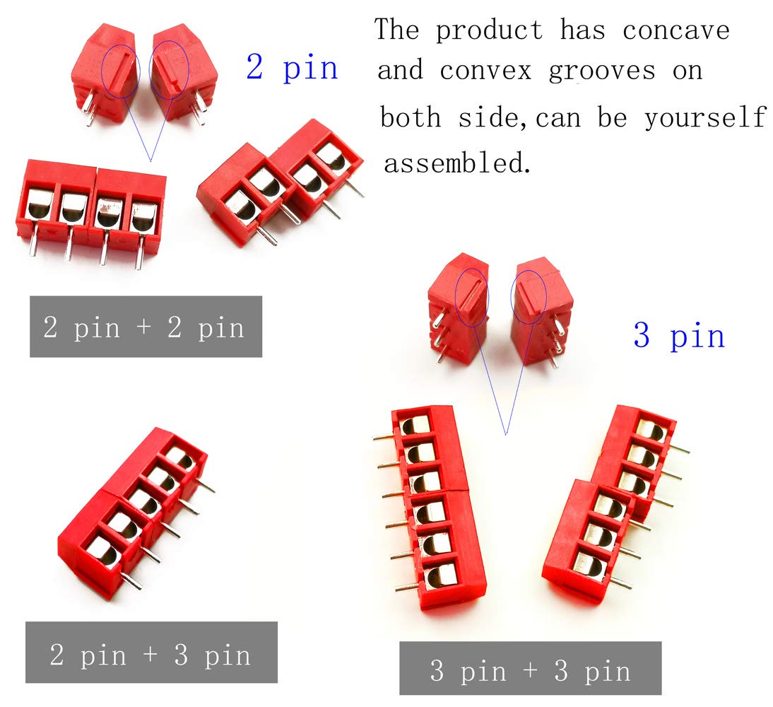 Snapklik.com : Hyamass 60pcs 5mm Pitch 2 Pin & 3 Pin PCB Mount Screw ...