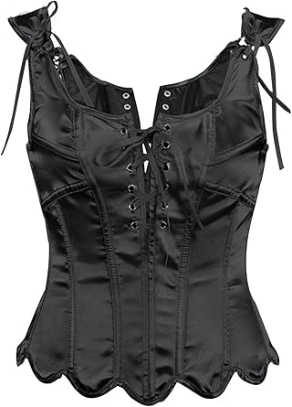 Amazon.com: HGps8w Women's Renaissance Vintage Corset Bustier Chic Wave Hem Lace Up Tie Front ...