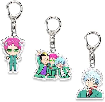Amazon.com: 3Pcs The Disastrous Life of Saiki K Merch Keychain Acrylic ...